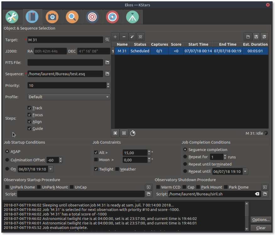 Siril - Starts SIRIL pre-processing from KSTARS / INDI / EKOS